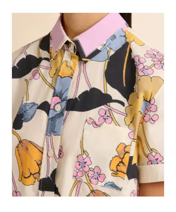 Marni Melodia Floral Print Cropped Cotton Poplin Shirt