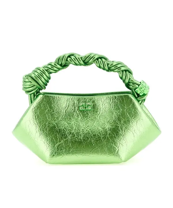 GANNI Metallic Mini Bou Bag With Braided Handle - Green