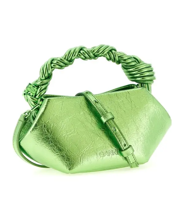 GANNI Metallic Mini Bou Bag With Braided Handle - Green