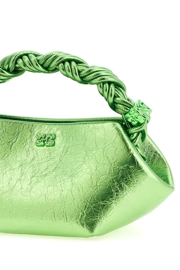 GANNI Metallic Mini Bou Bag With Braided Handle - Green