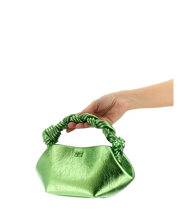 GANNI Metallic Mini Bou Bag With Braided Handle - Green