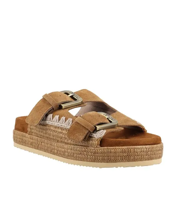 Mou Brandy Buckled Platform Sandals - Brown