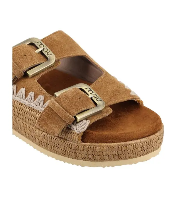 Mou Brandy Buckled Platform Sandals - Brown