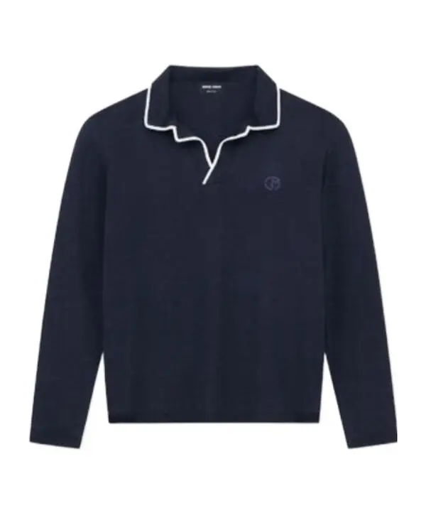 Giorgio Armani Contrast Trim Polo Knitted Sweater - Black