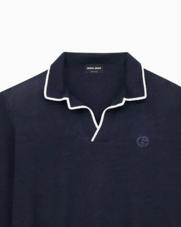 Giorgio Armani Logo Embroidered Knitted Polo Shirt