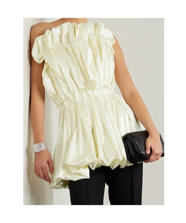 Tove Raynara Gathered Strapless Satin Top - Ivory