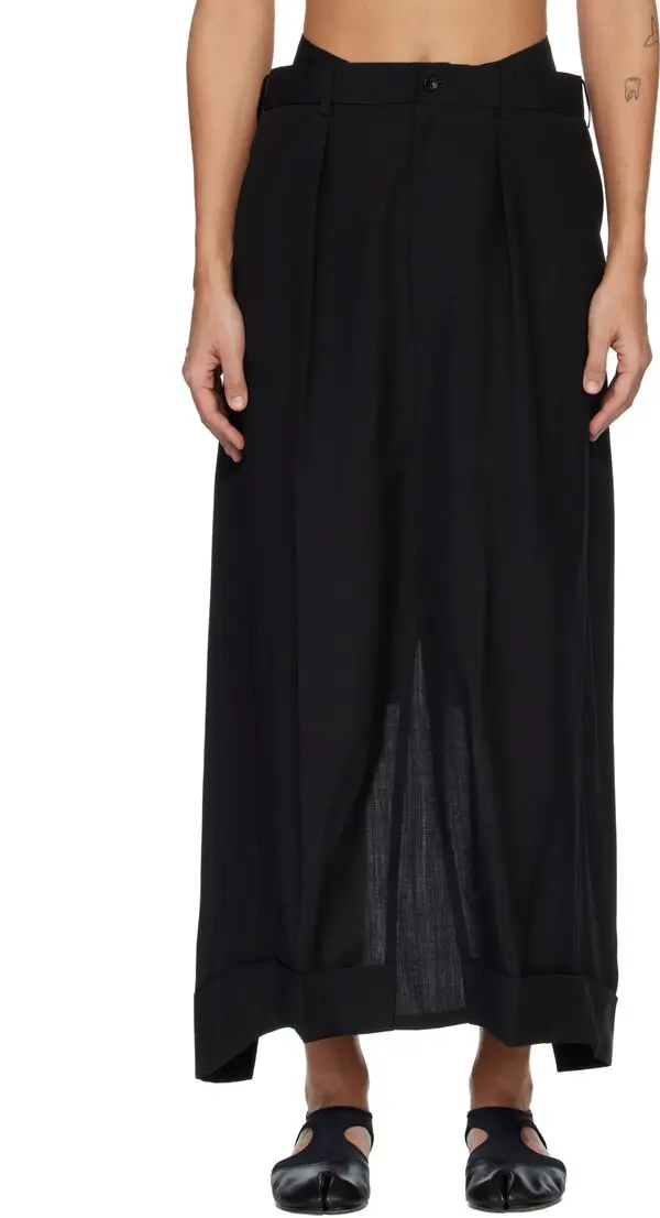 Junya Watanabe Double-layered Belted Midi Skirt - Black
