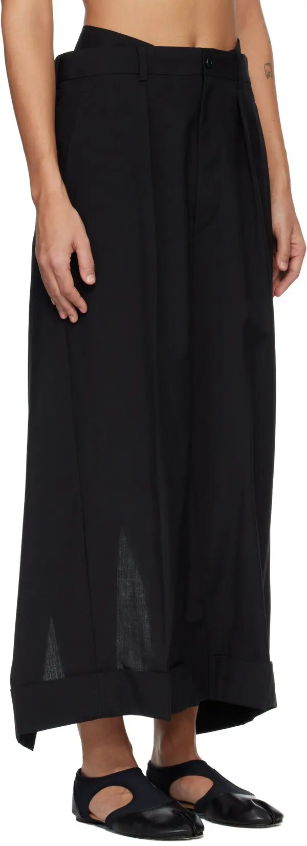 Junya Watanabe Double-layered Belted Midi Skirt - Black
