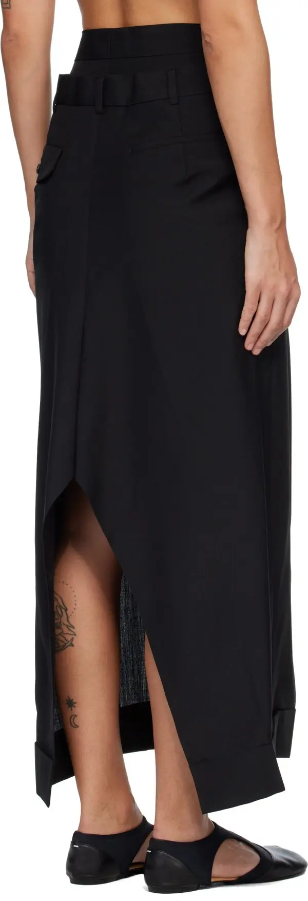 Junya Watanabe Double-layered Belted Midi Skirt - Black