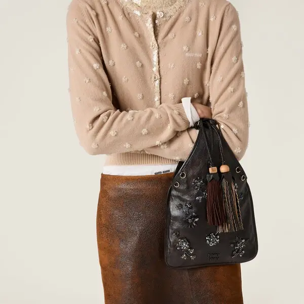 Miu Miu Beaded Tassel Tote Bag