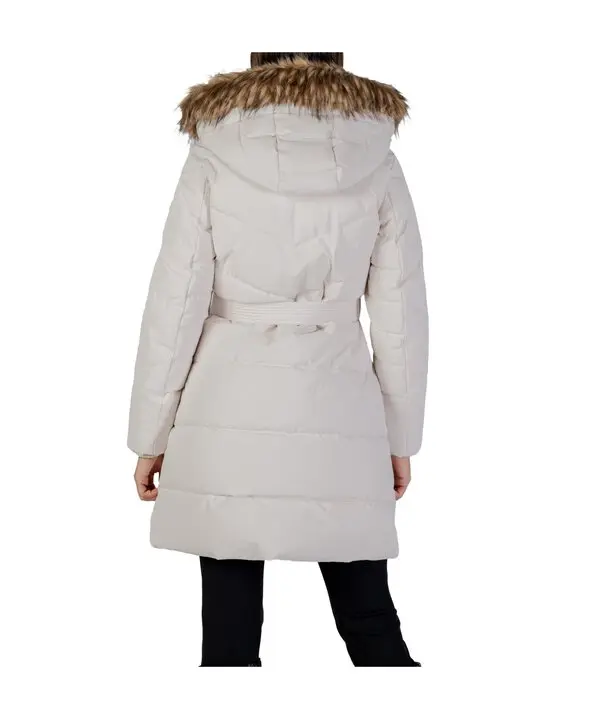 Guess Long-sleeved Down Jacket With Faux Fur Trimmed Hood