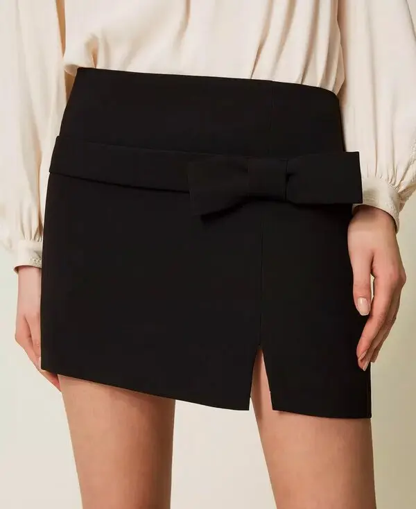 TWINSET Bow-detail Mini Skirt With Front Slit