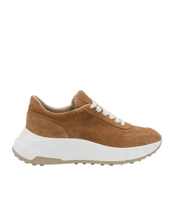Hogan Round Toe Lace-up Sneakers - Brown