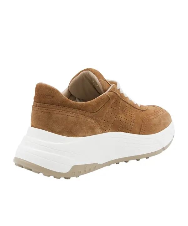 Hogan Round Toe Lace-up Sneakers - Brown