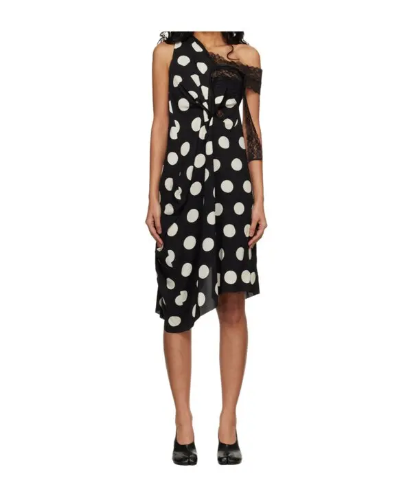 Junya Watanabe Polka Dot Lace Dress - Black