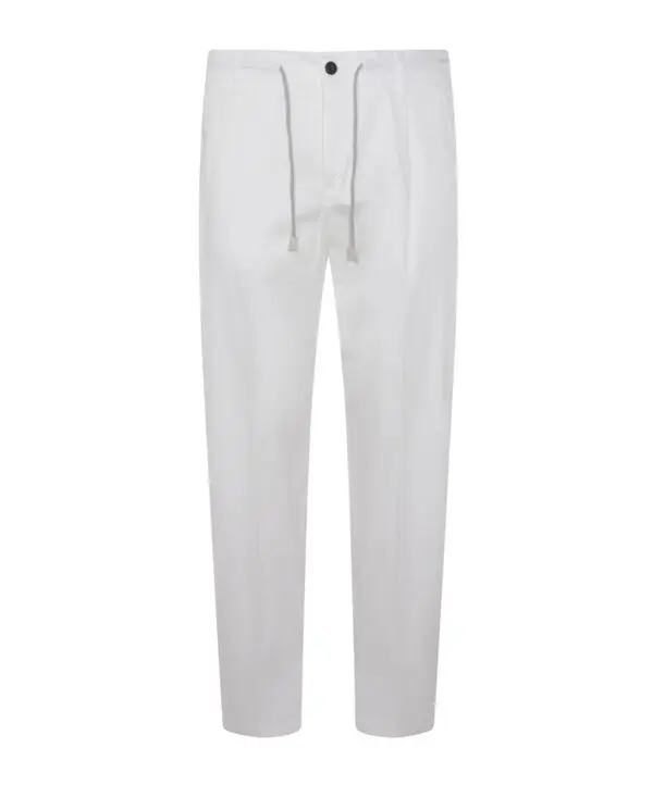 Eleventy Straight-leg Drawstring Trousers - White