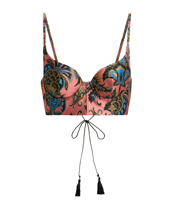 Etro Patterned Bustier Top With Tie Detail