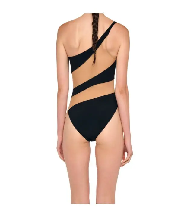 Norma Kamali Mio Snake Mesh One-shoulder Swimsuit