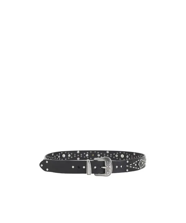 GOLDEN GOOSE Stud-embellished Buckle Belt - Black