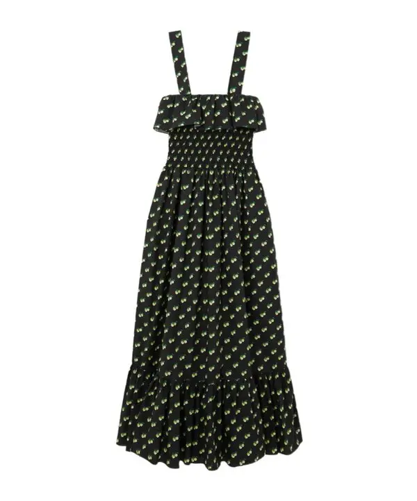 La DoubleJ Lemon Print Ruffled Midi Dress