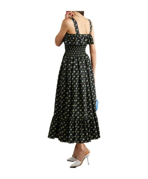 La DoubleJ Lemon Print Ruffled Midi Dress