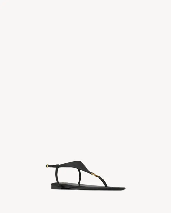 Saint Laurent Cassandra Logo Plaque Flat Sandals