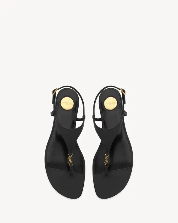 Saint Laurent Cassandra Logo Plaque Flat Sandals