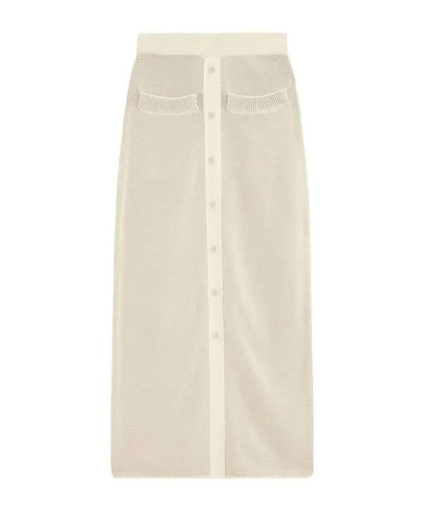 JOSEPH Button Knit Skirt - Nude