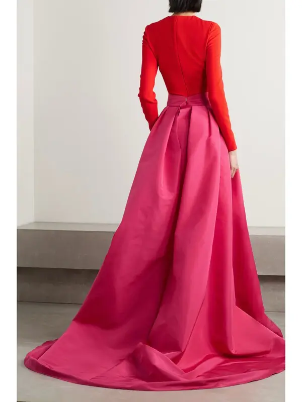 Carolina Herrera Convertible Color-blocked Silk Satin Gown