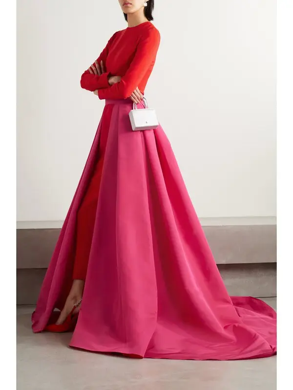 Carolina Herrera Convertible Color-blocked Silk Satin Gown