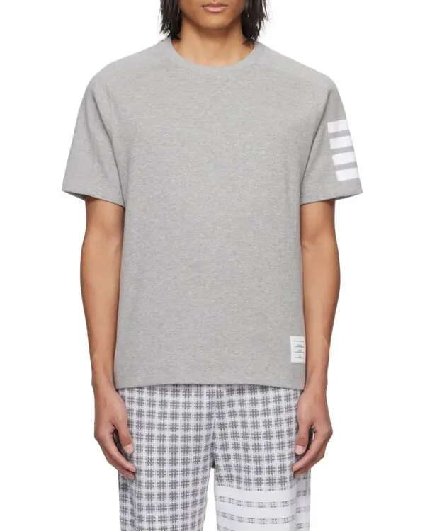 Thom Browne 4-bar Stripe Crewneck T-shirt - Light Gray