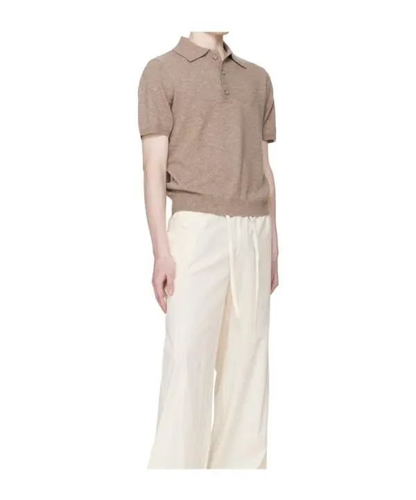 ENTIRE STUDIOS Short Sleeve Knit Polo - Camel