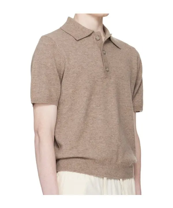 ENTIRE STUDIOS Short Sleeve Knit Polo - Camel
