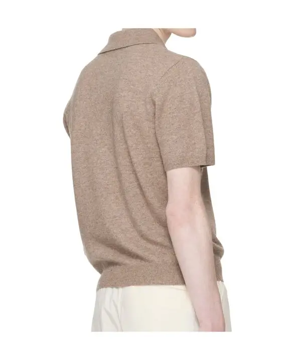 ENTIRE STUDIOS Short Sleeve Knit Polo - Camel