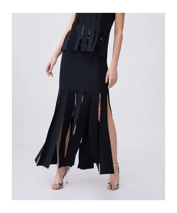 Liu Jo High-waisted Fringed Knit Skirt