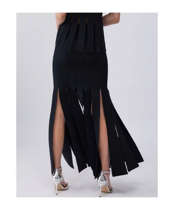 Liu Jo High-waisted Fringed Knit Skirt