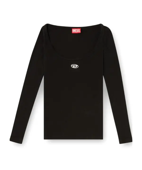 DIESEL® Oval-d Long Sleeved Ribbed Top - Black