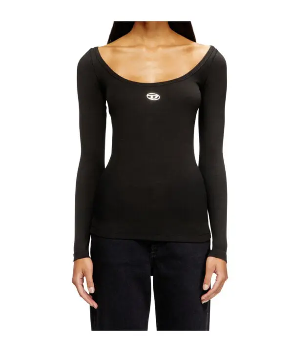 DIESEL® Oval-d Long Sleeved Ribbed Top - Black