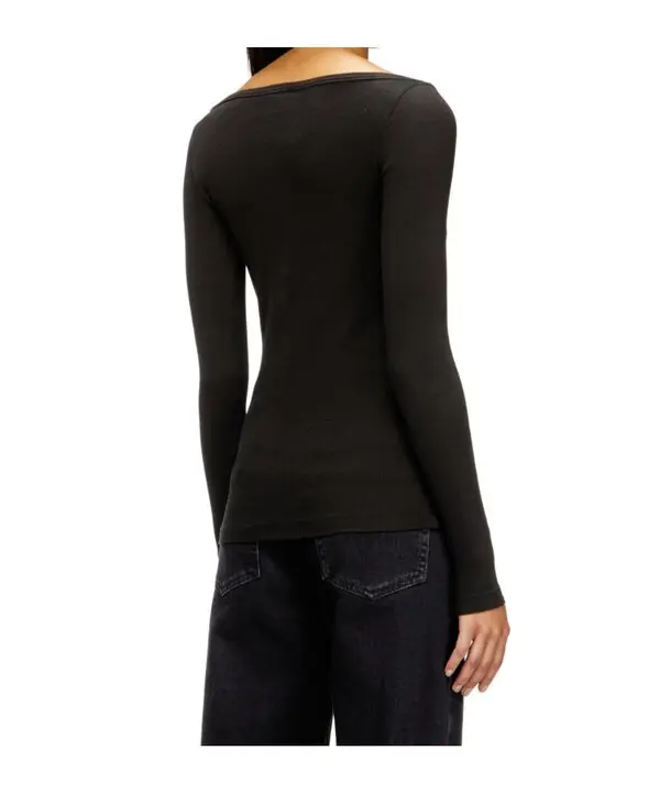 DIESEL® Oval-d Long Sleeved Ribbed Top - Black