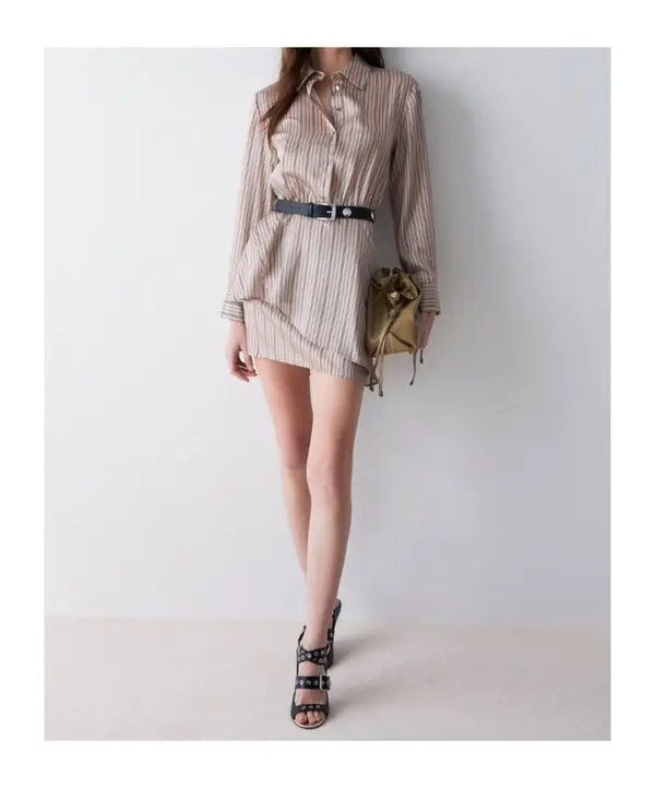 Liu Jo Striped Long Sleeve Ruffled Mini Dress