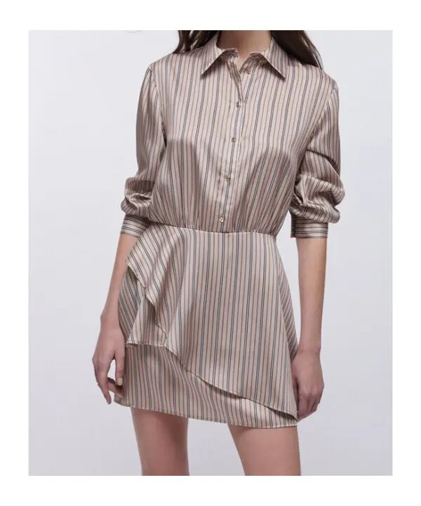 Liu Jo Striped Long Sleeve Ruffled Mini Dress