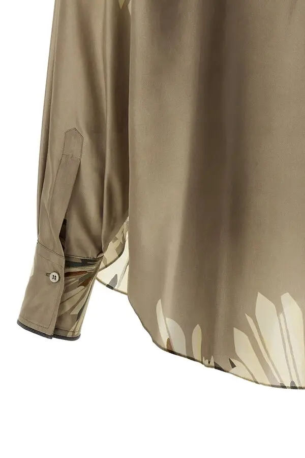Brunello Cucinelli Floral Silk Shirt - Nude