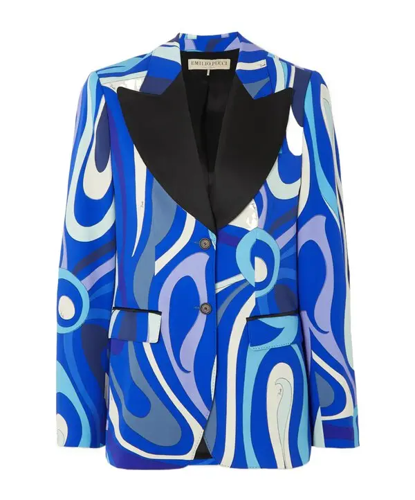 Emilio Pucci Printed Wool Blend Suit Jacket