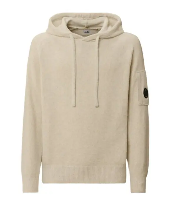 C.P. COMPANY Fleece Knit Hooded Sweater - Light Yellow