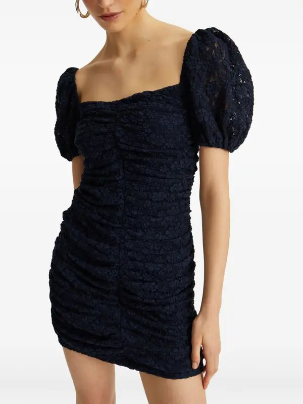 ROTATE BY BIRGER CHRISTENSEN Lace-detailed Ruched Mini Dress