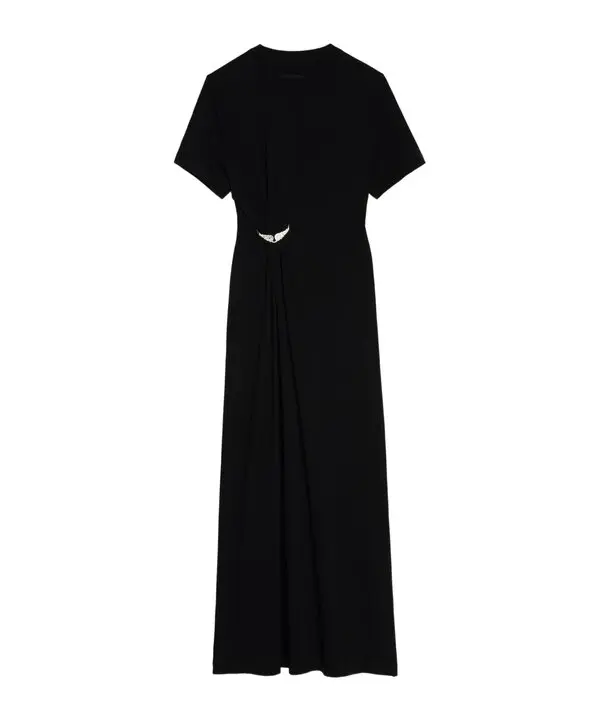 Zadig&Voltaire Raja Maxi Dress With Wing Brooch - Black
