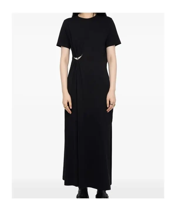 Zadig&Voltaire Raja Maxi Dress With Wing Brooch - Black