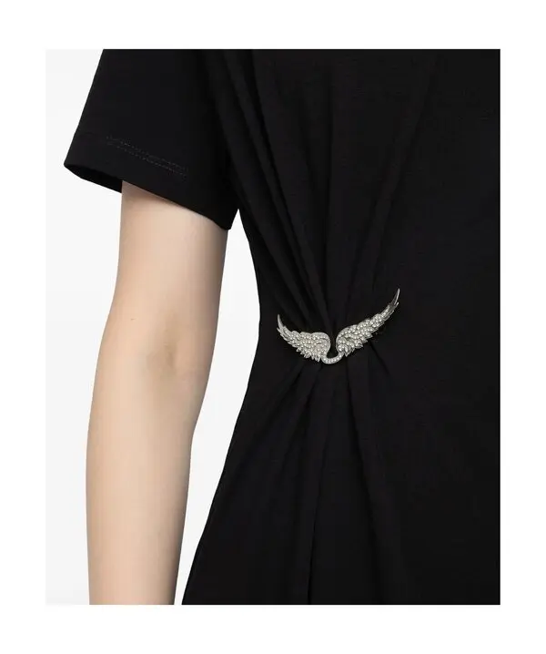 Zadig&Voltaire Raja Maxi Dress With Wing Brooch - Black