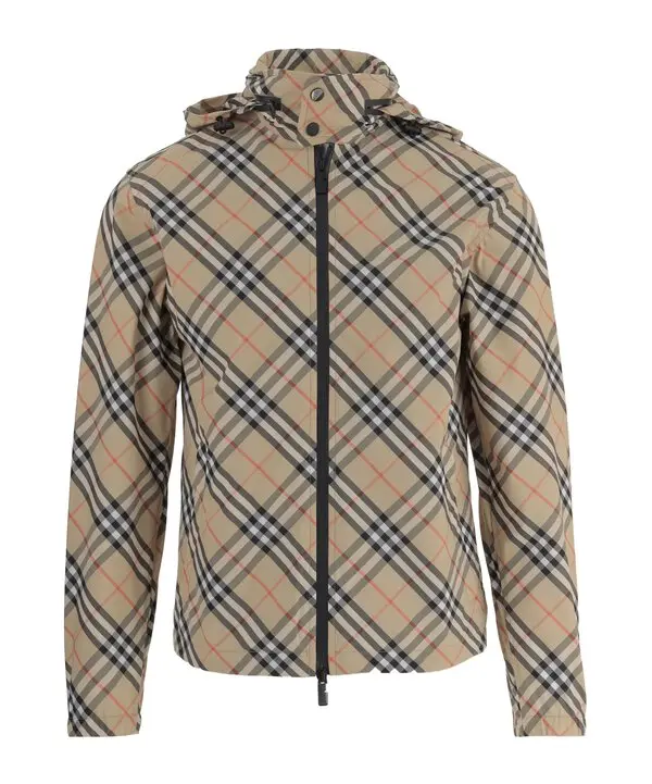 Burberry Checked Zip-up Hooded Jacket - No