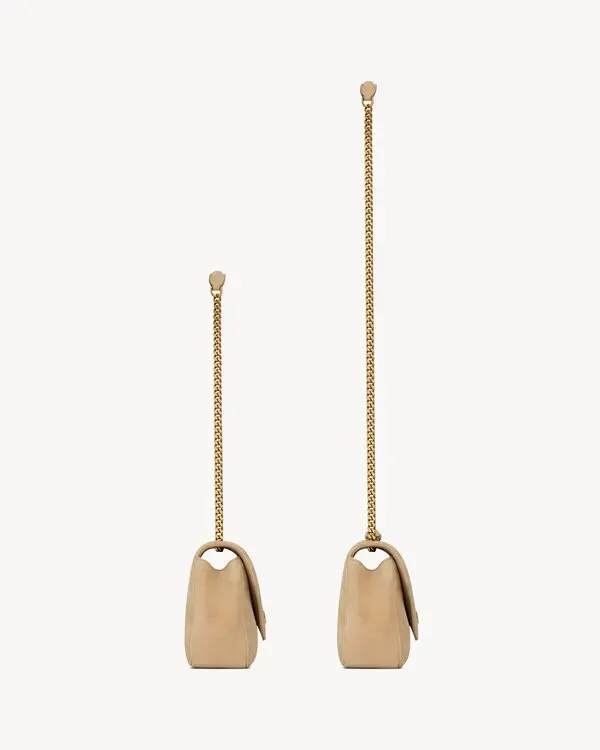 Saint Laurent Loulou Logo Plaque Small Shoulder Bag - Soft Beige
